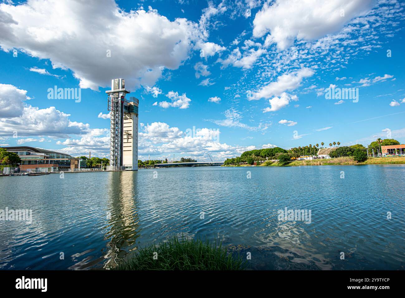 The Schindler Tower, located on the Cartuja Island in Seville Stock ...