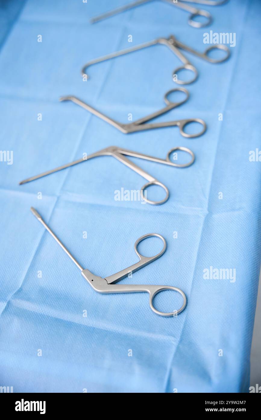 Set of special instruments is laid out on a table Stock Photo - Alamy