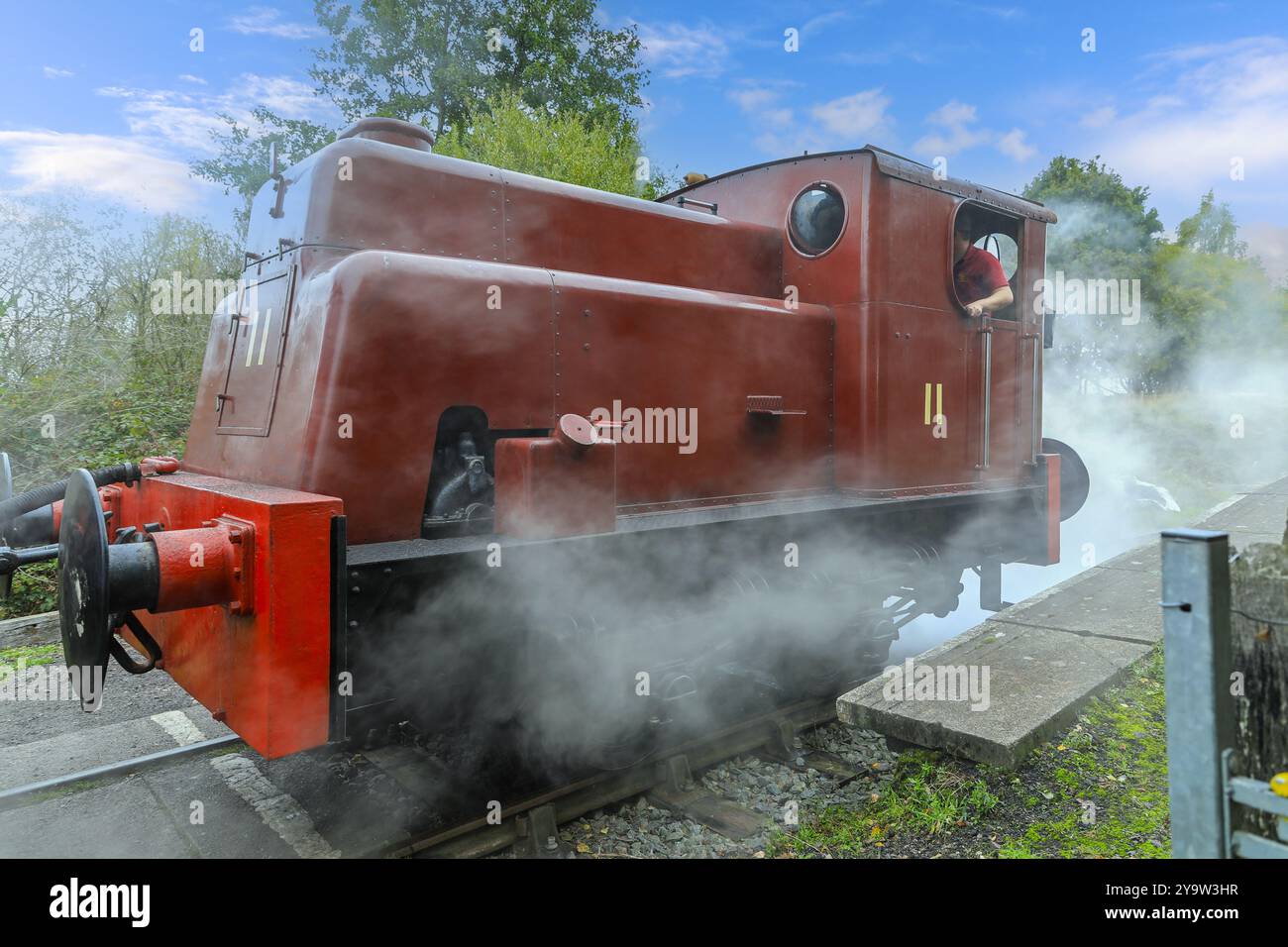 A Sentinel Steam engine or locomotive on the Chasewater Railway at ...