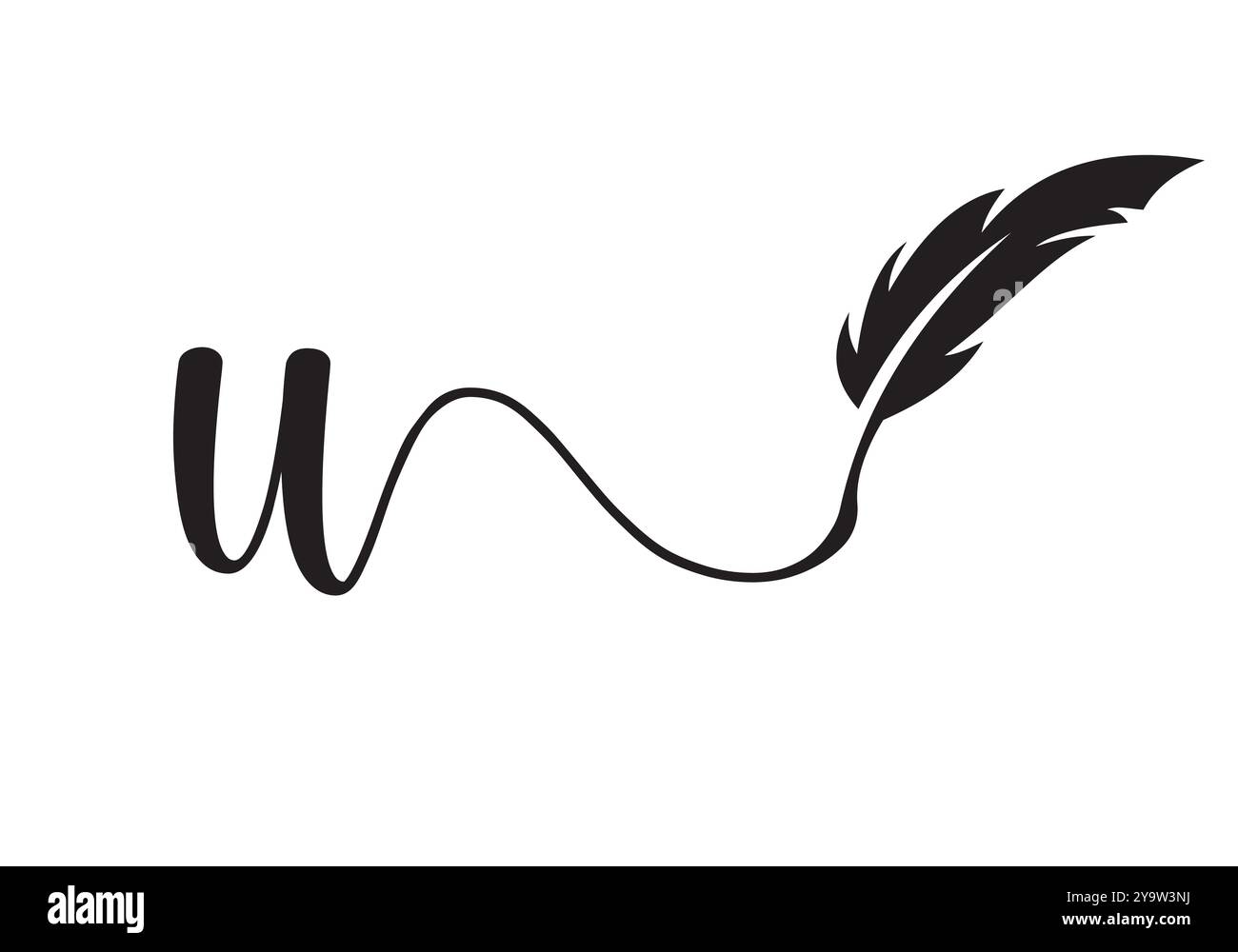 Letter U Feather Logo Design Vector Template. Feather Symbol Stock ...