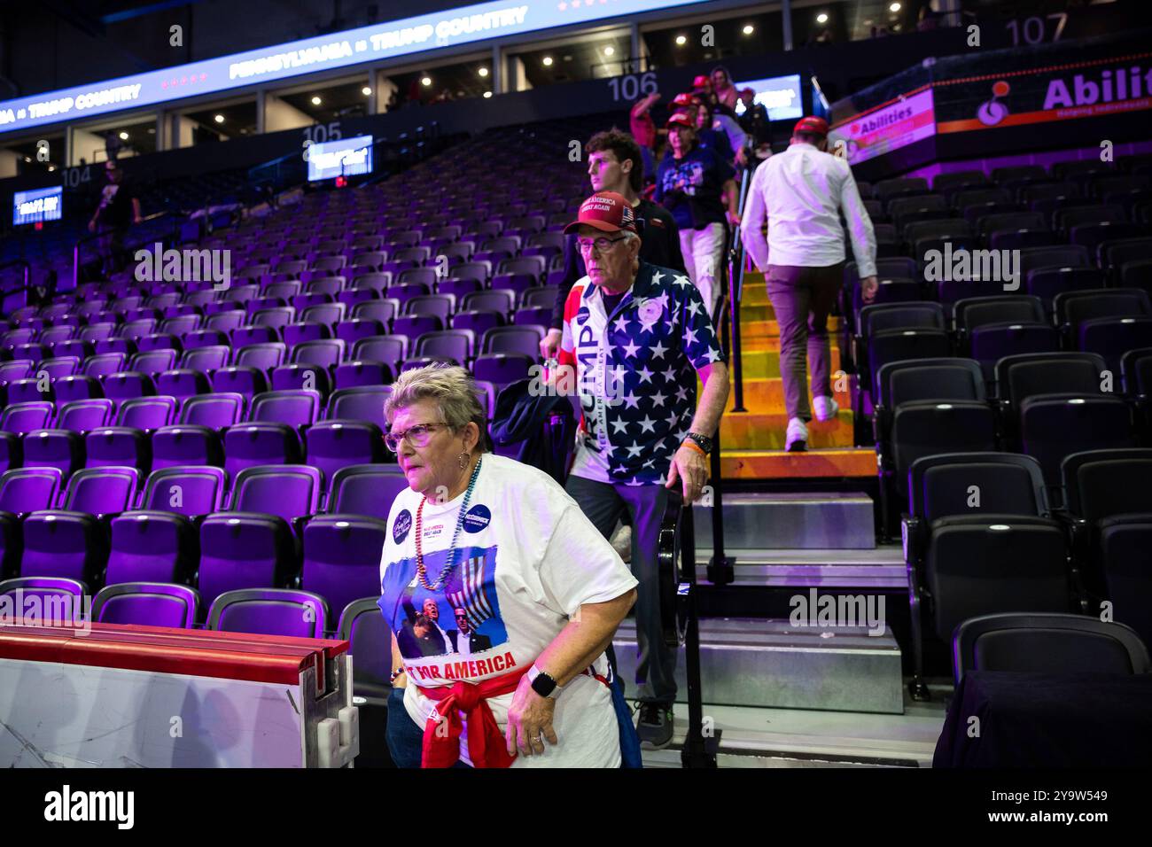 People arrive for a rally with former President Donald Trump at ...