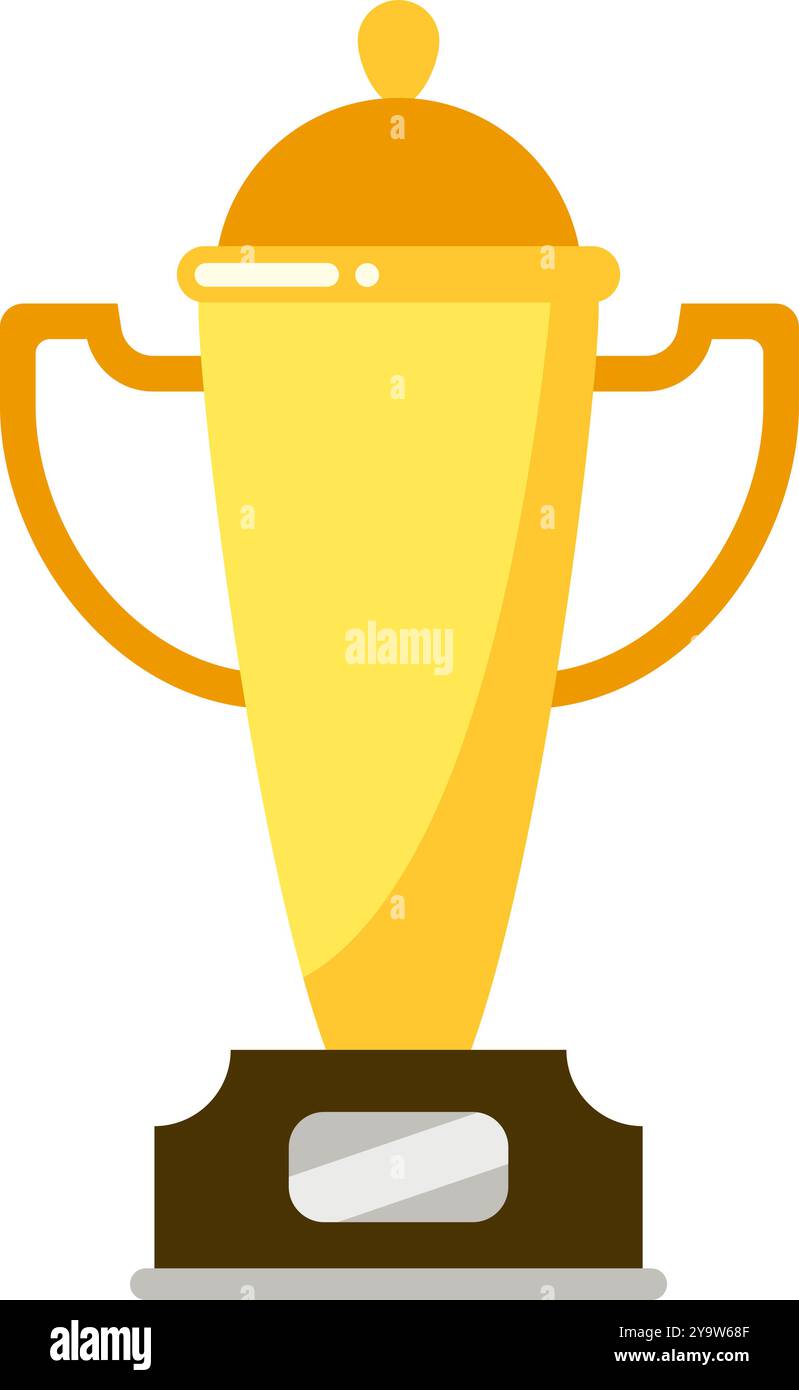 A brightly colored trophy stands on a black base, symbolizing victory ...