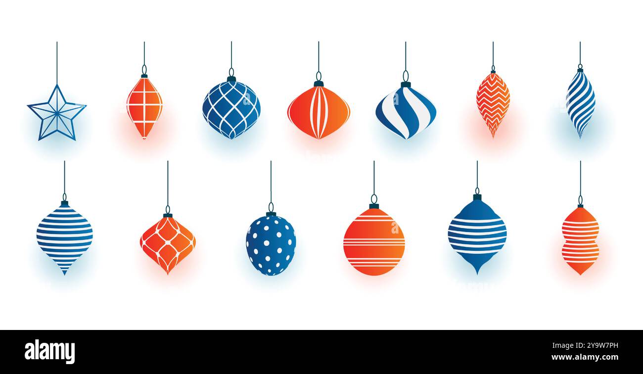 collection of decorative christmas bauble elements in different design ...