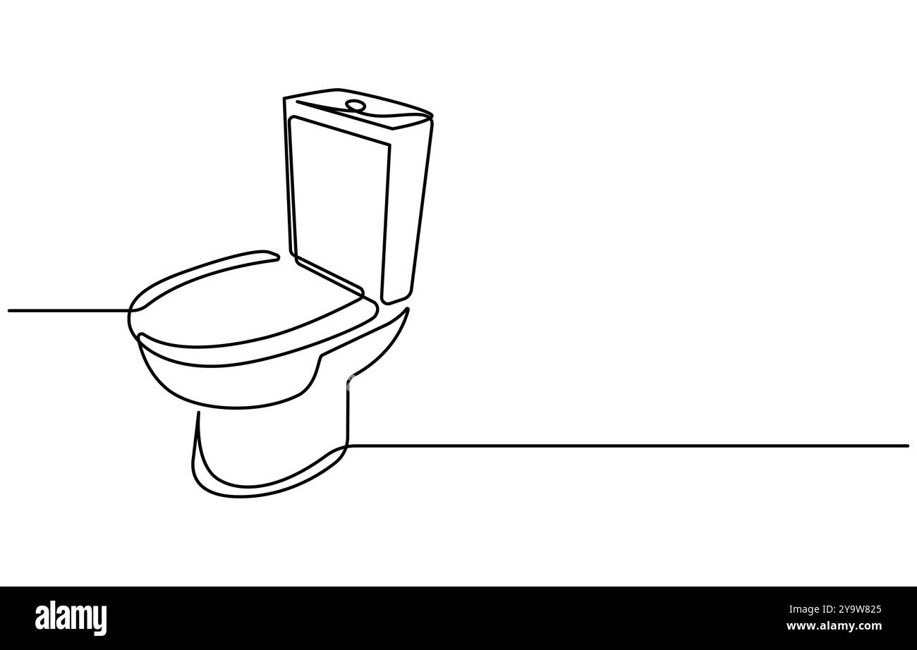 One line Bowl icon vector background. toilet icon. Continuous outline ...