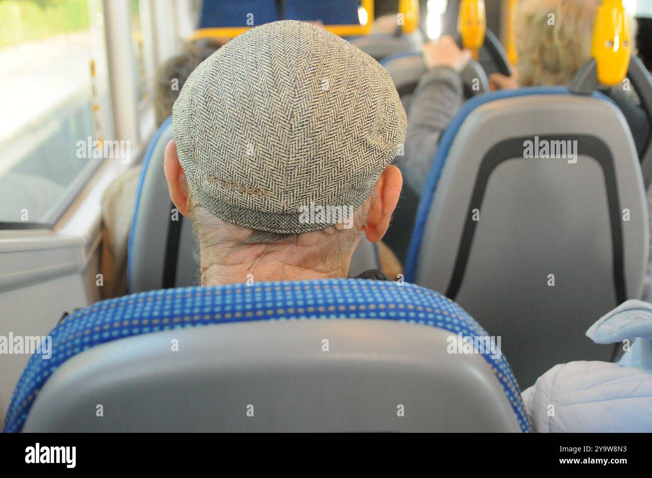 Copenhagen/ DenmarK/11 October 2024/ Senior citzen male bus passenger ...