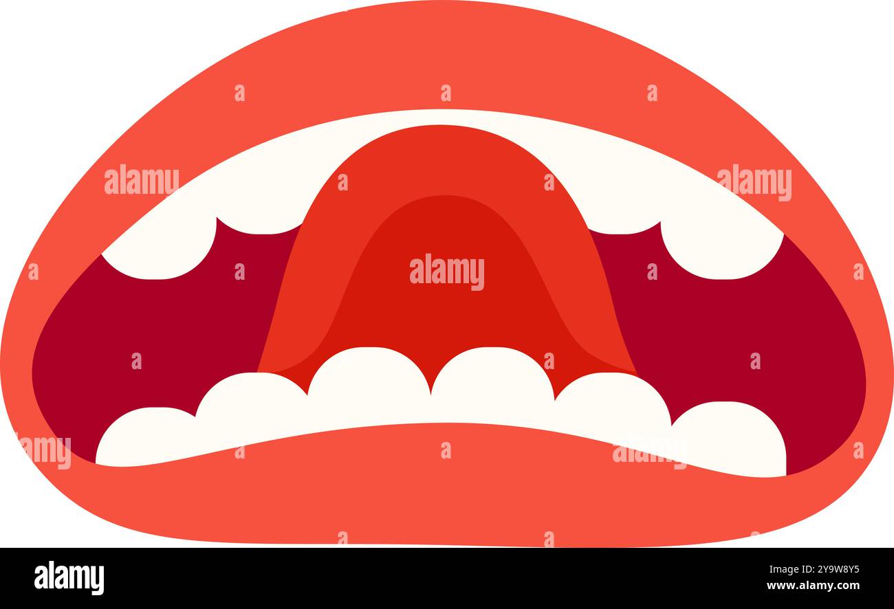 Open Mouth Illustration Open Mouth Flat Style Front Royalty Free
