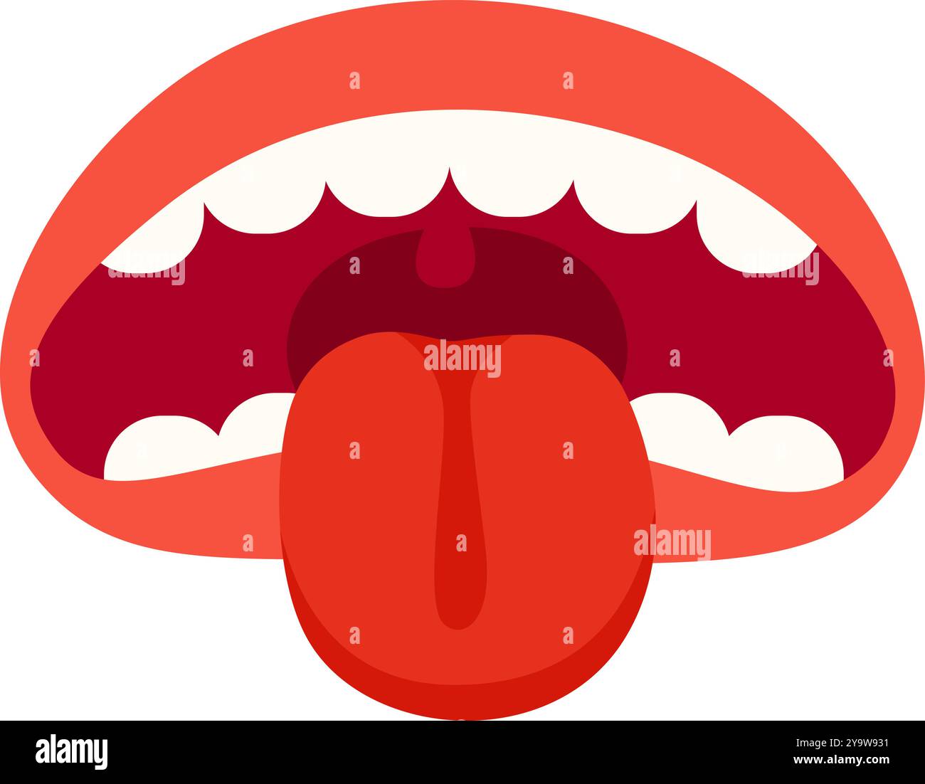 A close-up illustration of an open mouth showing teeth, tongue, and ... A close-up illustration of an open mouth showing teeth, tongue, and ...