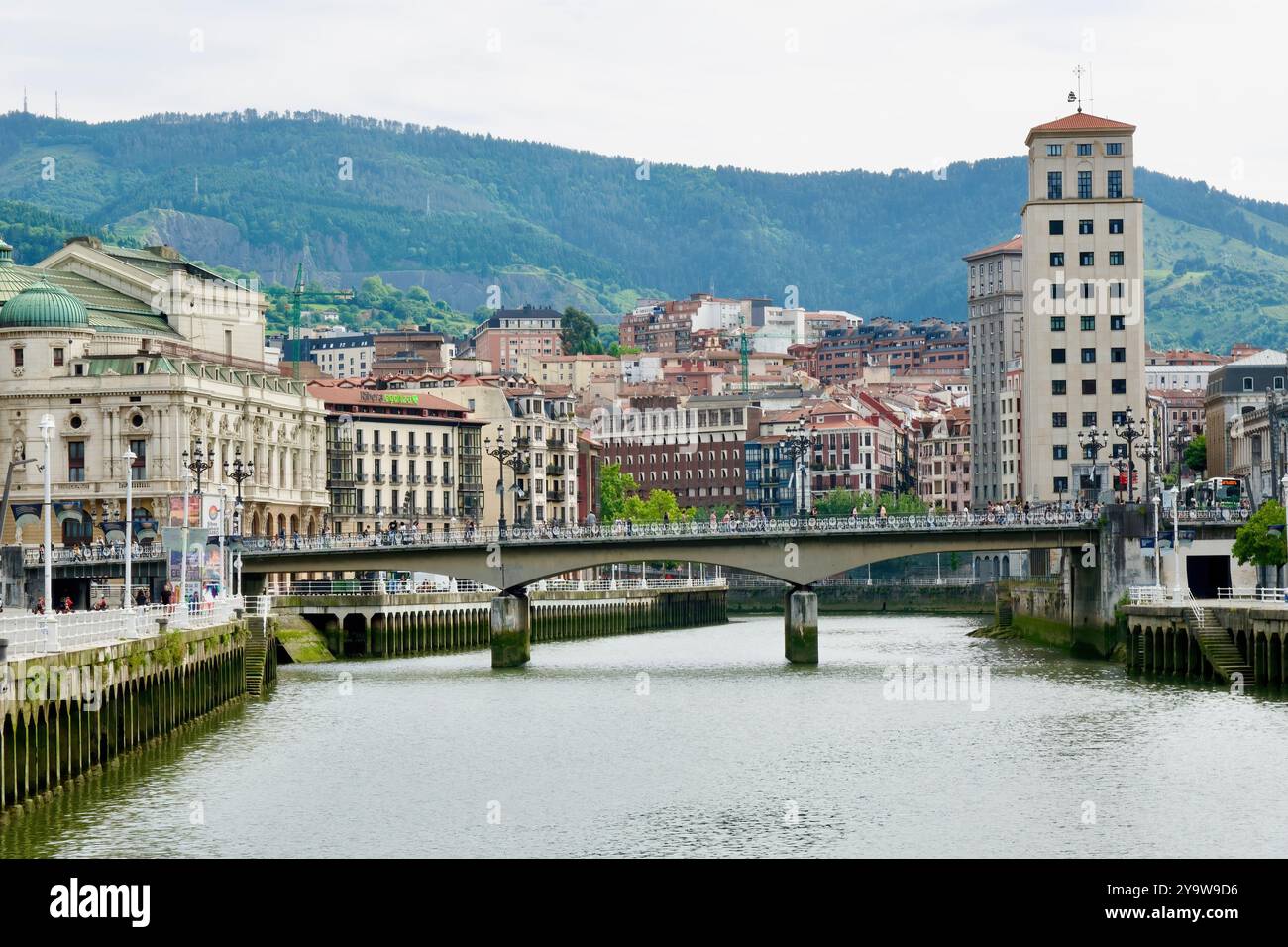 Reinforced concrete Arenal Bridge over the River Nervion built in 1938 ...