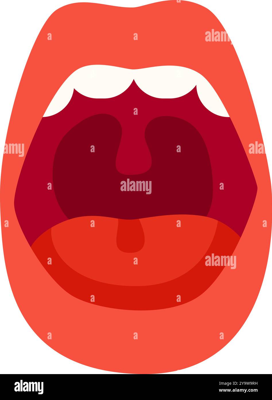 Open mouth illustration showing the inner throat and tongue ...