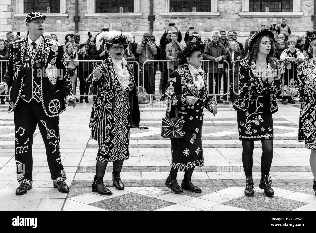 A Group of Pearly Kings and Queens Singing Traditional Cockney Songs At ...