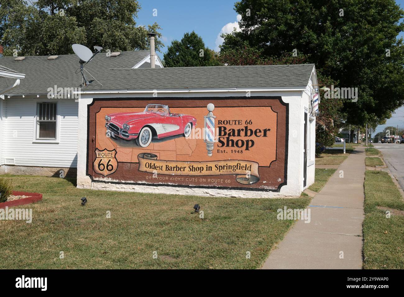 The oldest barber shop in Springfield, Missouri on Route 66 Stock Photo ...