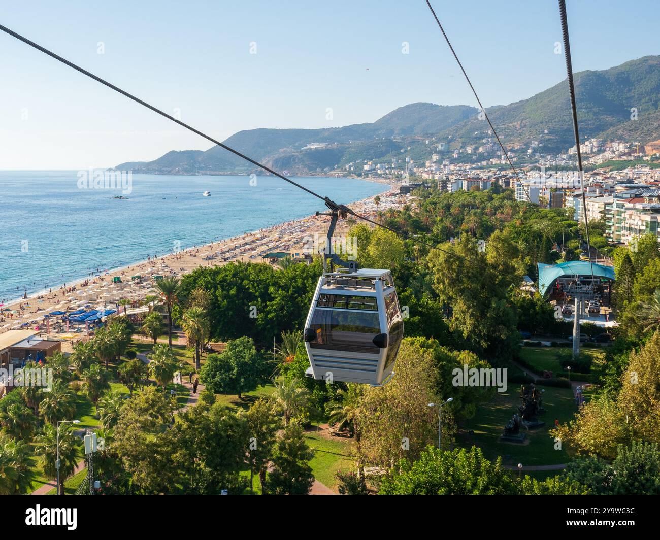 Cable view of Cleopatra beach heading down Stock Photo - Alamy