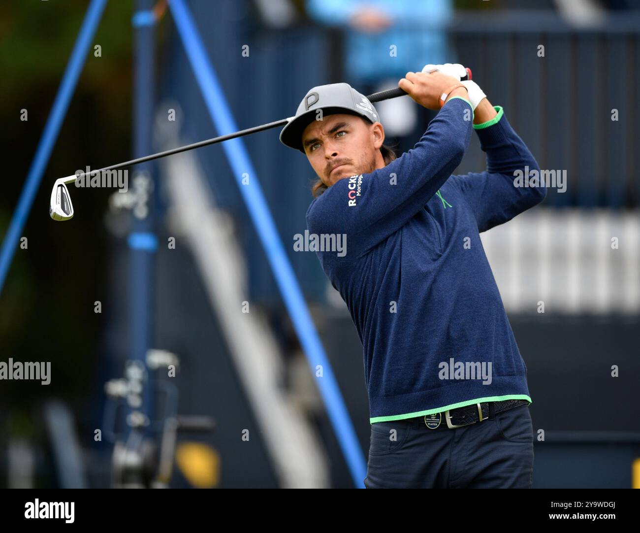 Jul 20, 2019; Rickie Fowler (USA) tee's off at the 5th during the third ...