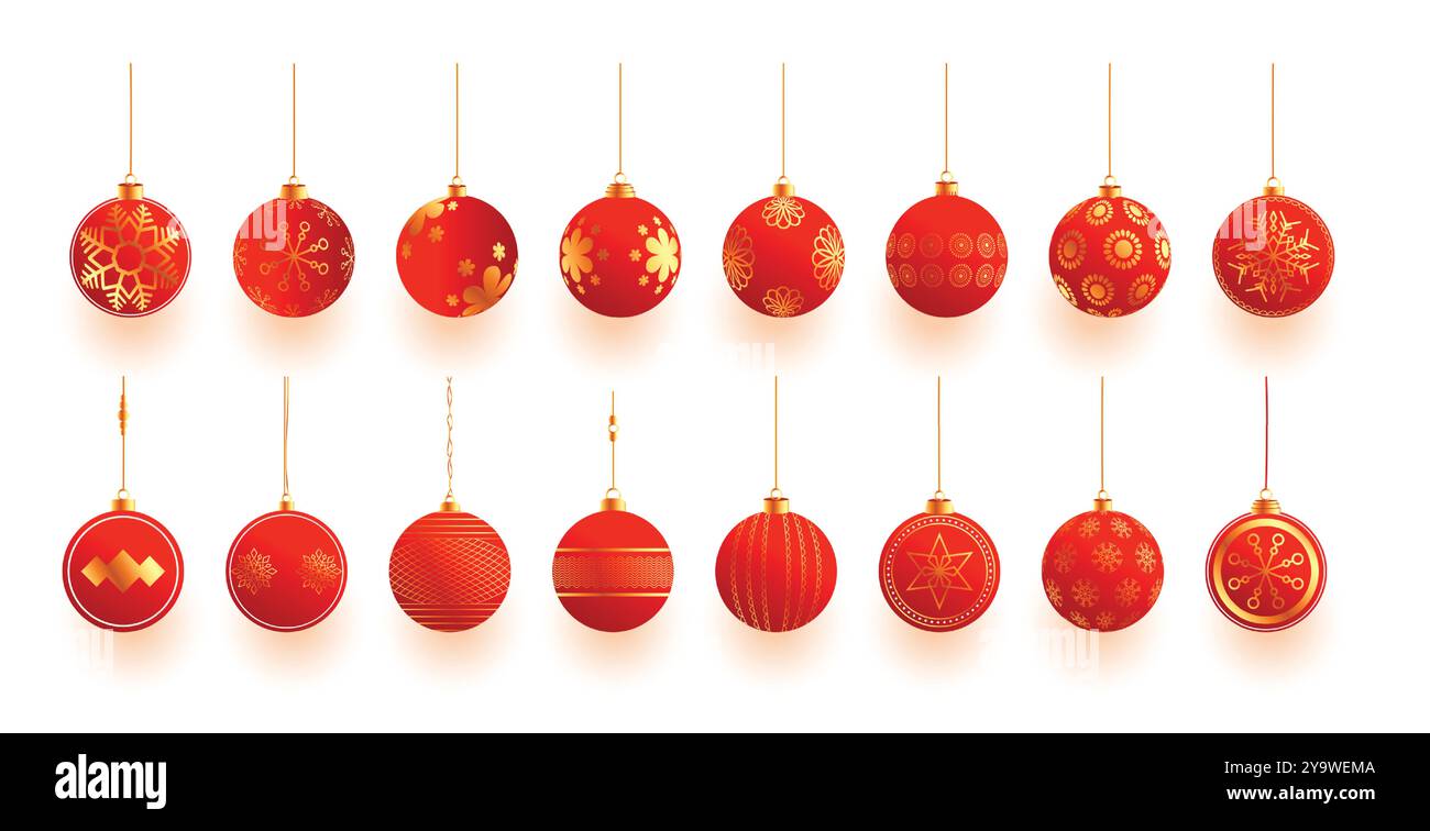 pack of realistic christmas bauble design for xmas decoration Stock ...