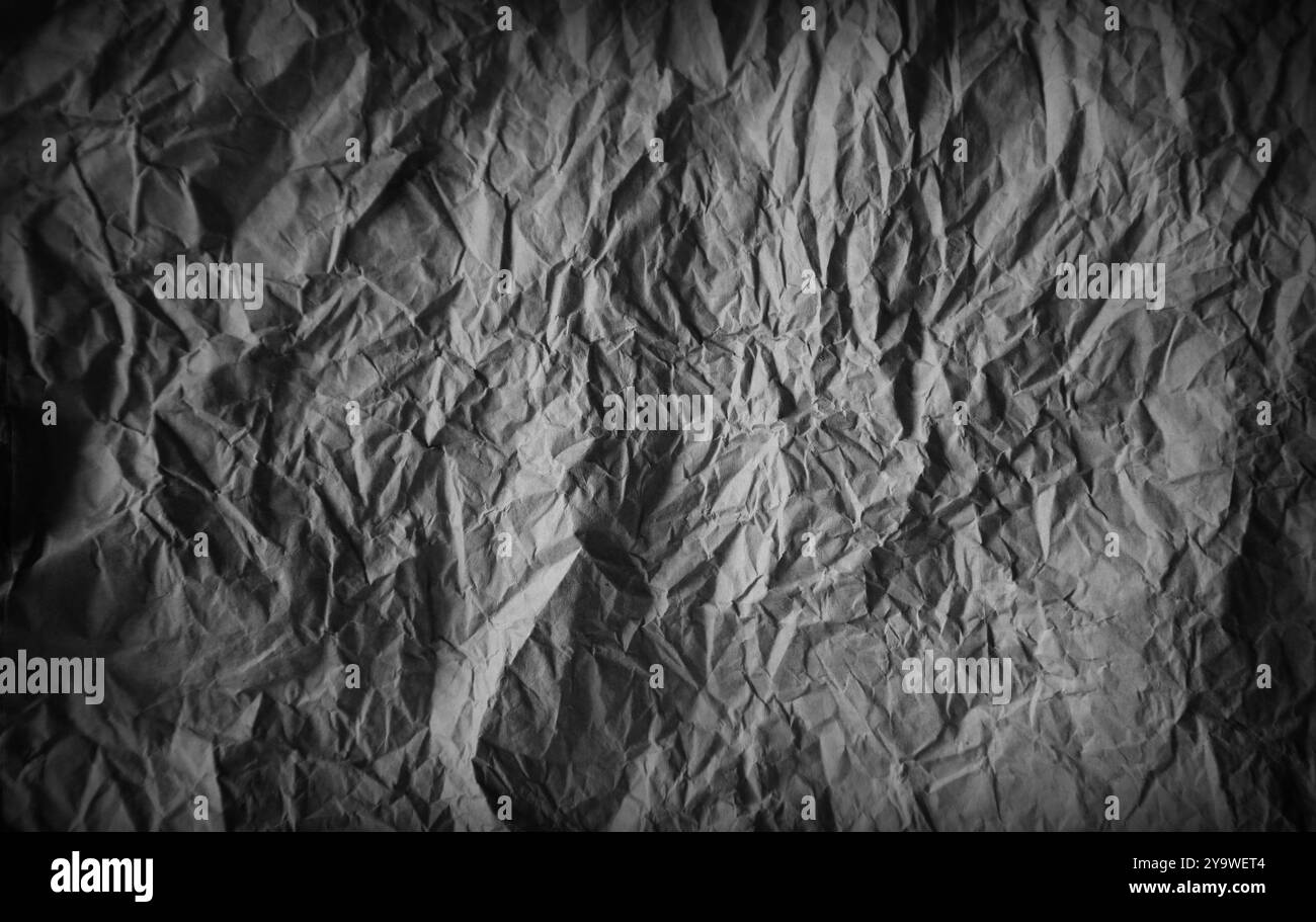 Close-up of wrinkled grey paper texture background. Dark edges Stock ...