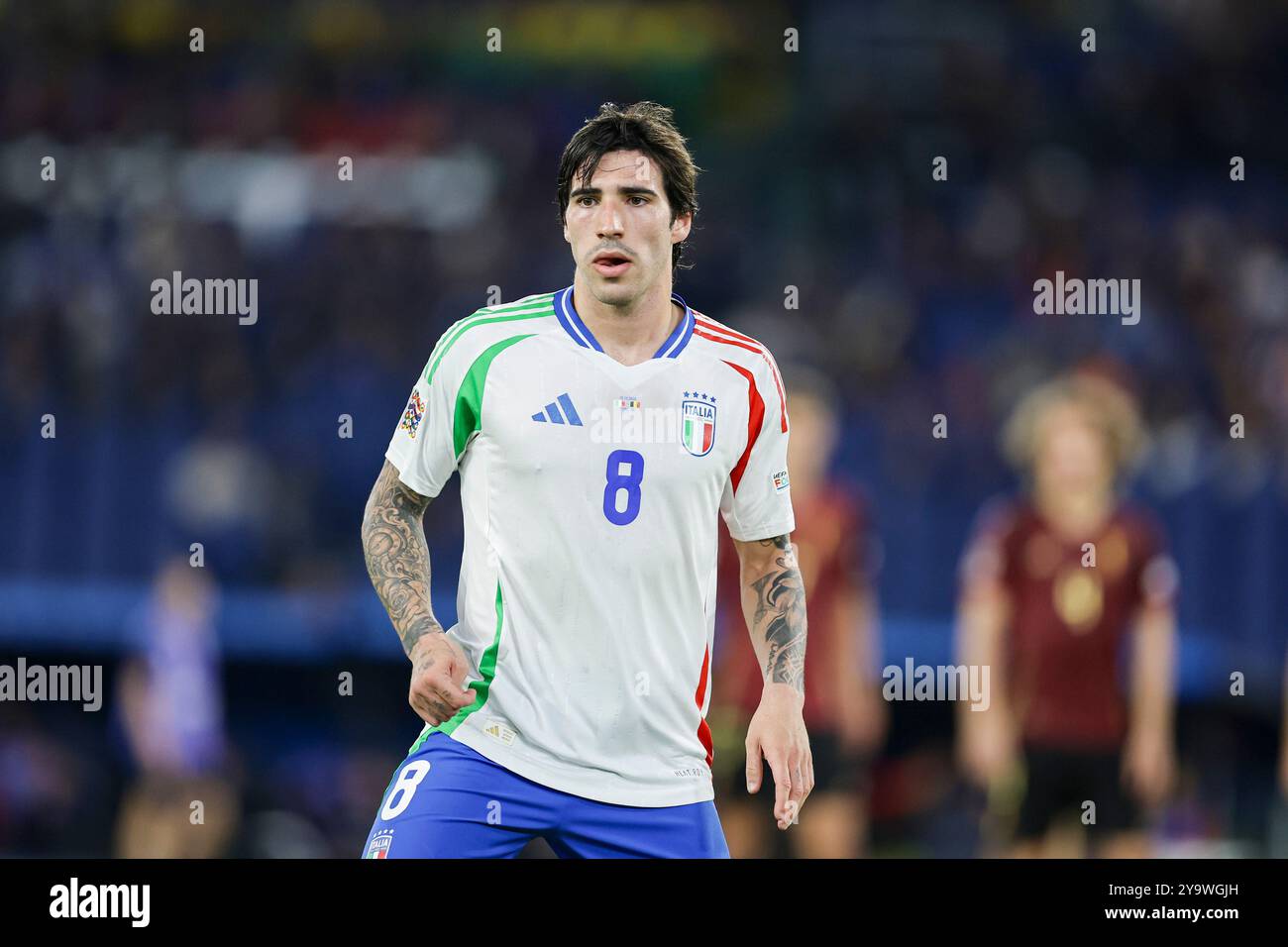 Sandro Tonali of Italy (Newcastle) looks during the UEFA Nations League ...