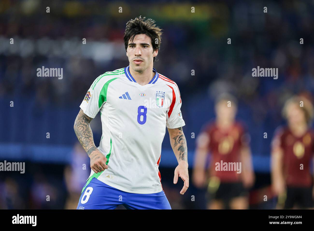 Sandro Tonali of Italy (Newcastle) looks during the UEFA Nations League ...