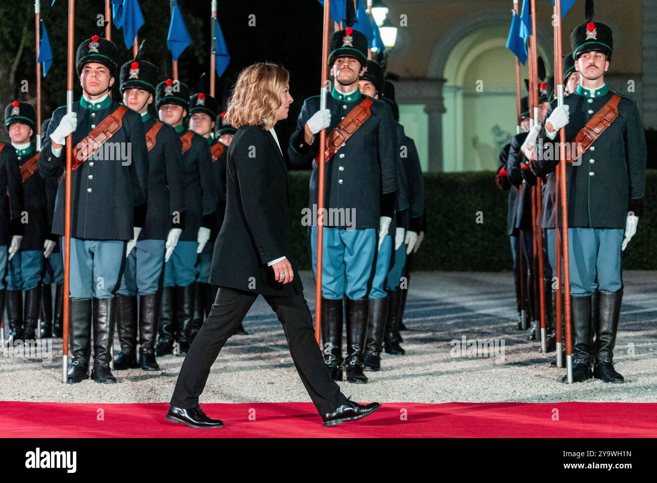 Italian Premier Giorgia Meloni arrives for a meeting with the Ukrainian ...