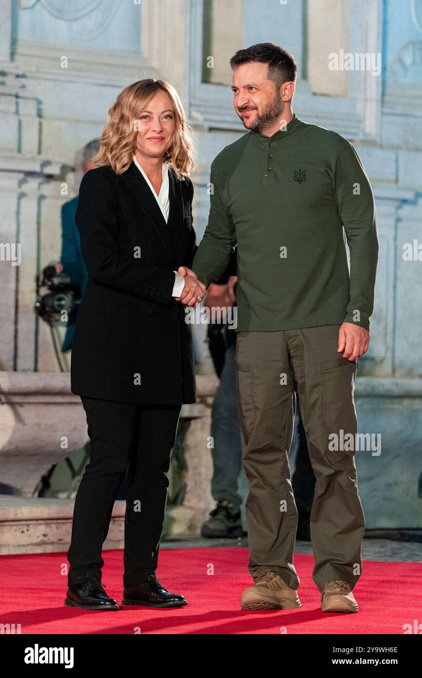 Italian Premier Giorgia Meloni and Ukrainian President Volodymyr ...