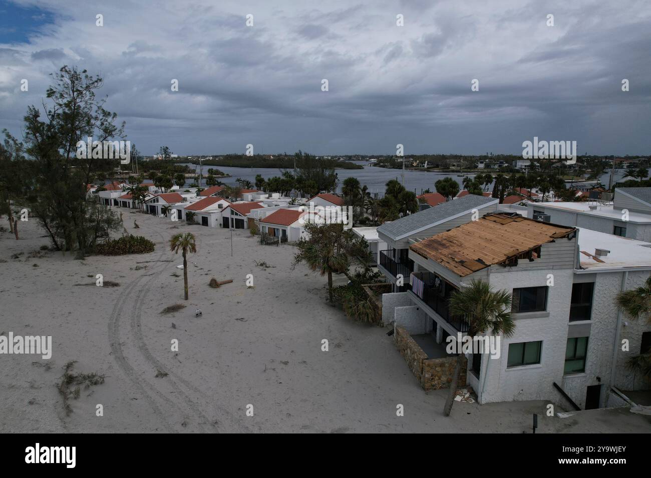 The damaged roof of Ron and Jean Dyer's beachfront condo at Bahia Vista ...