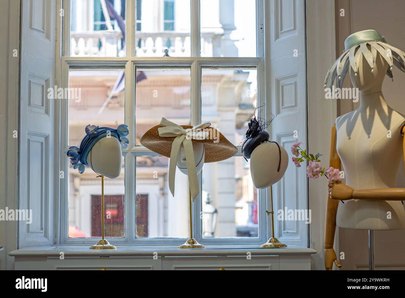Lock & Co. Hatters in London,display of couture hats designed by Awon ...
