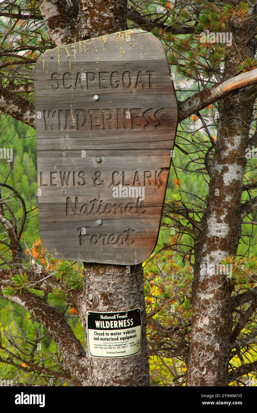 Wilderness boundary sign along Dearborn River Trail, Scapegoat ...