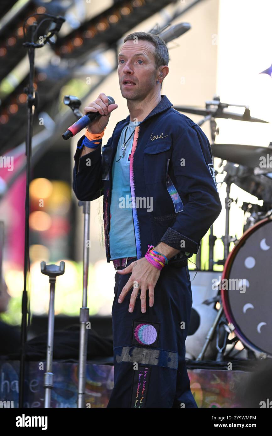Chris Martin of Coldplay performs on NBC's "Today" at Rockefeller Plaza ...