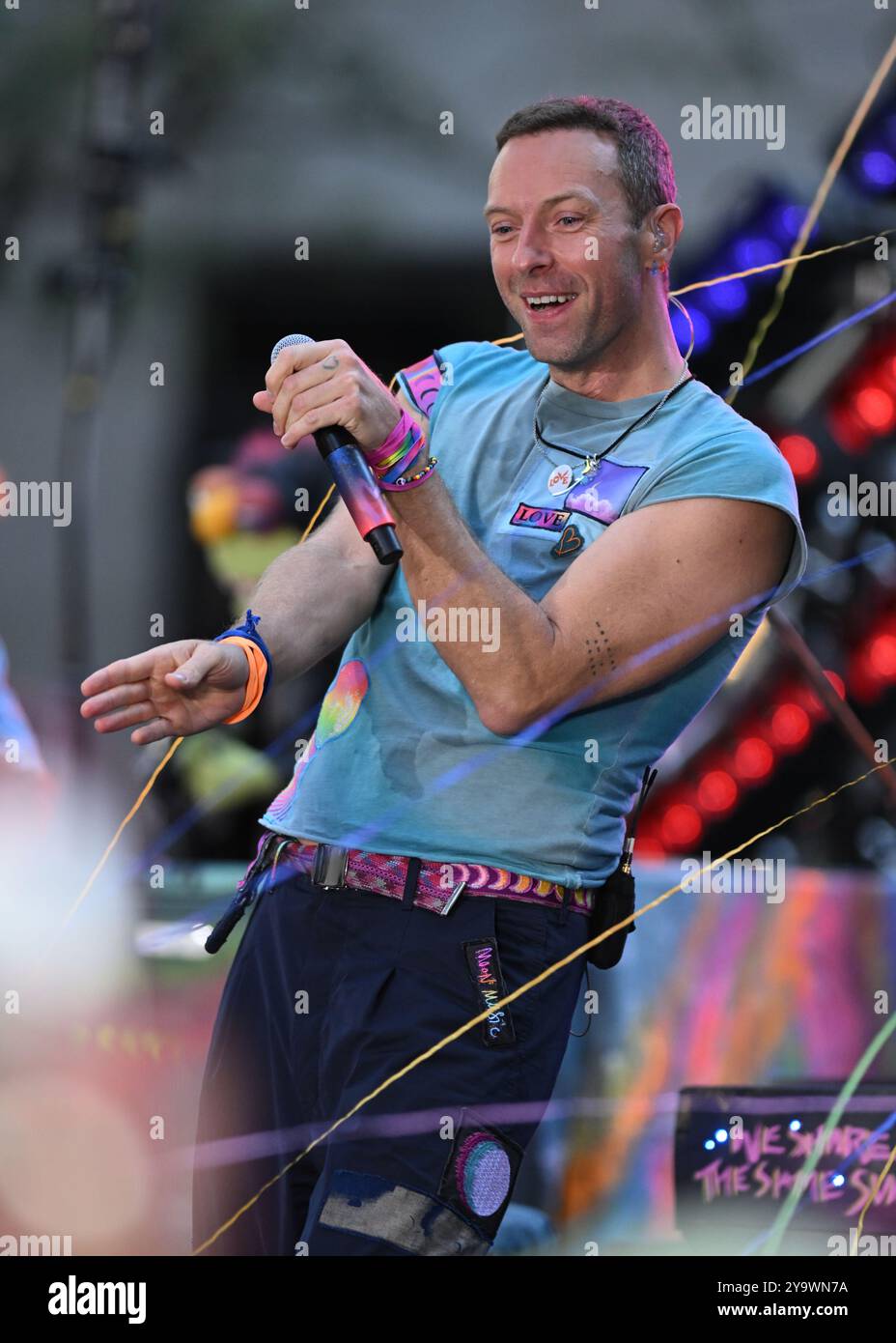 Chris Martin of Coldplay performs on NBC's "Today" at Rockefeller Plaza ...