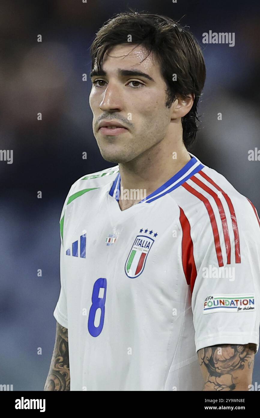 Sandro Tonali of Italy (Newcastle) looks during the UEFA Nations League ...