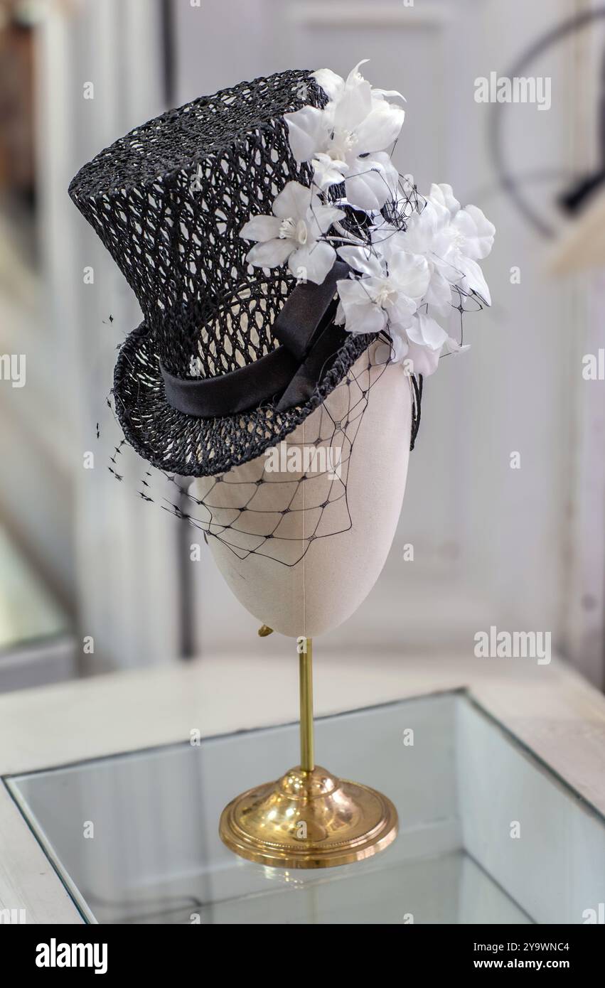 Lock & Co. Hatters in London,display of couture hats designed by Awon ...