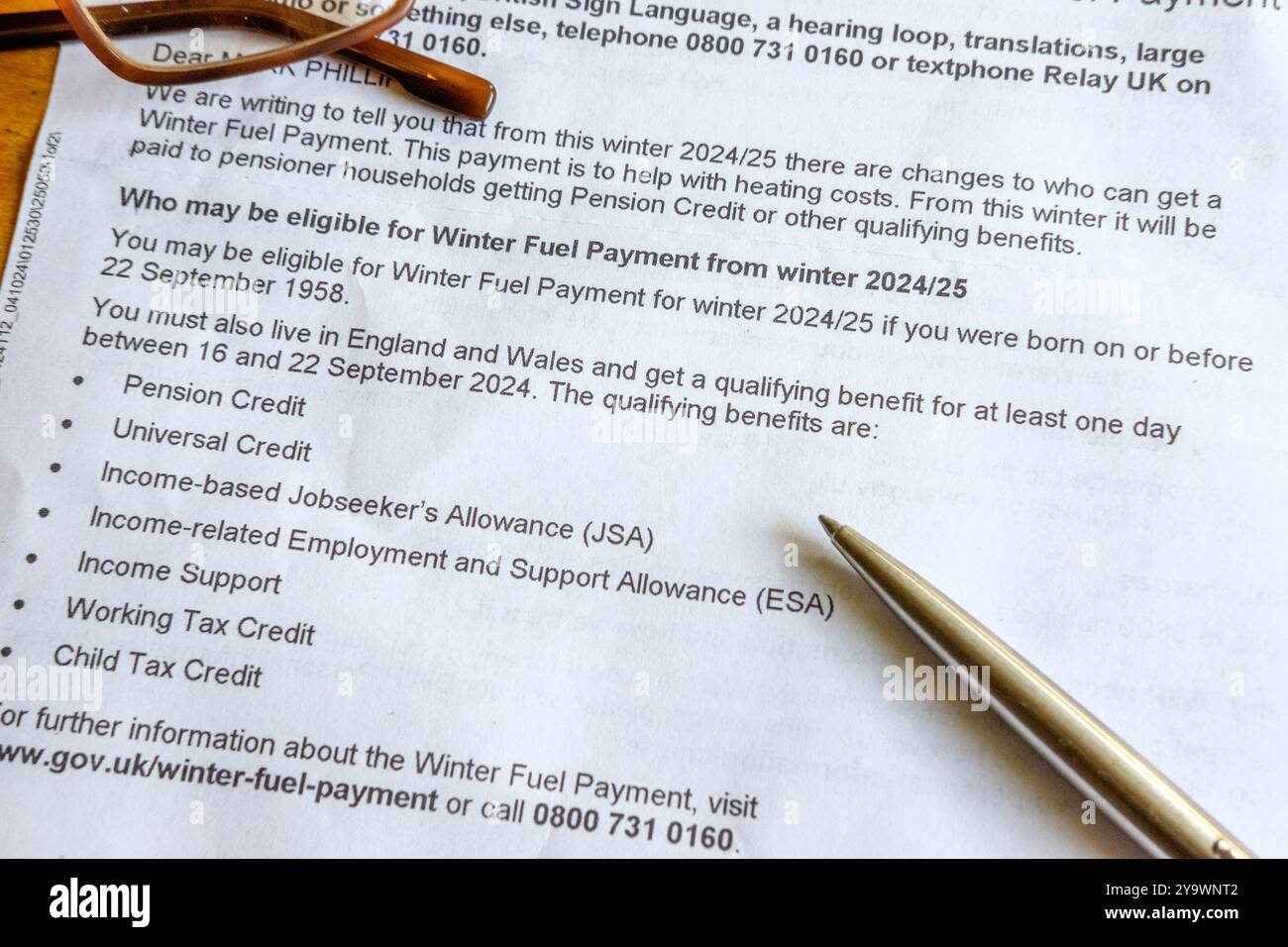 United Kingdom Government Winter Fuel Payment 2024/25 changes and ...