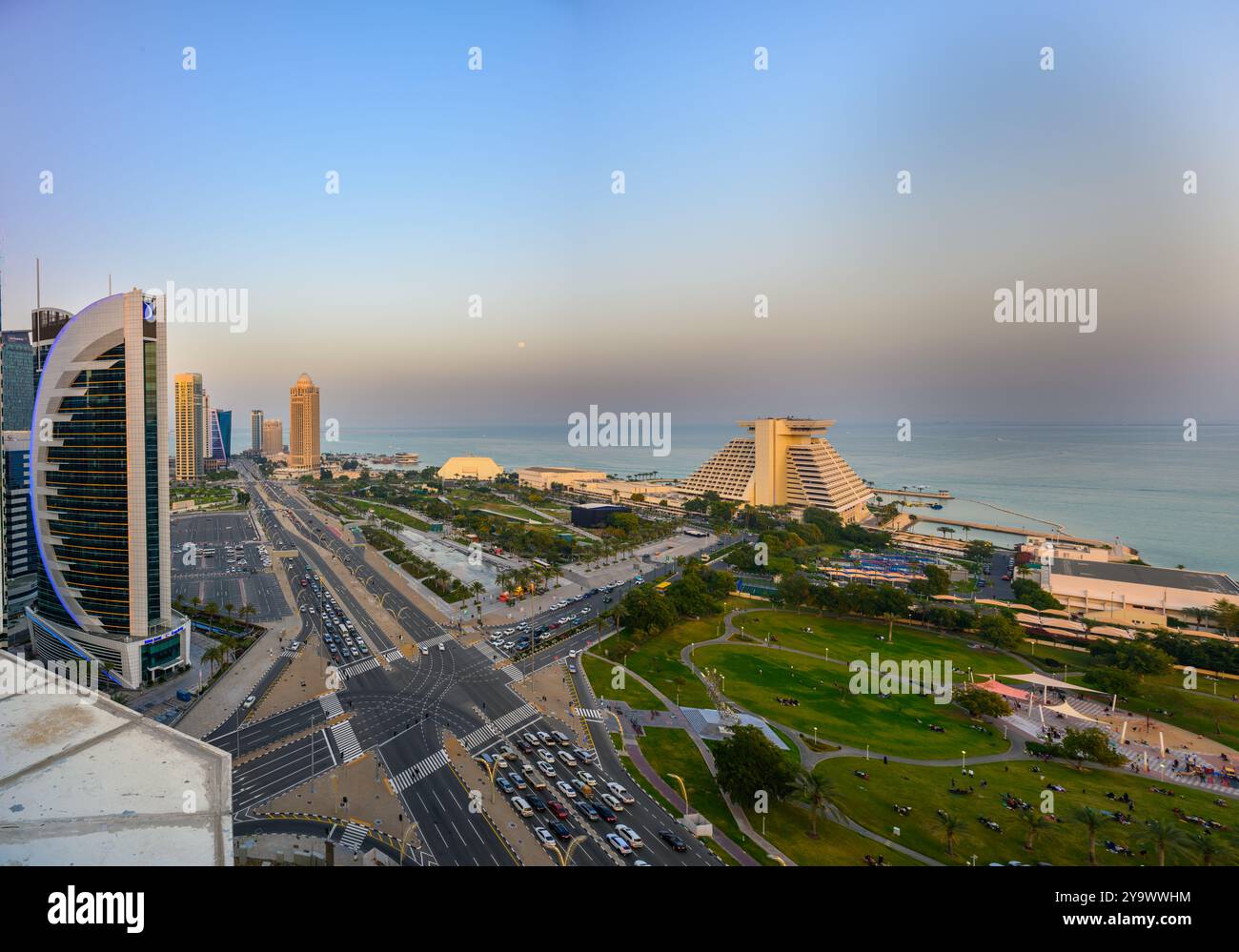 Doha, Qatar - February 23, 2024: A high angle view of street ...