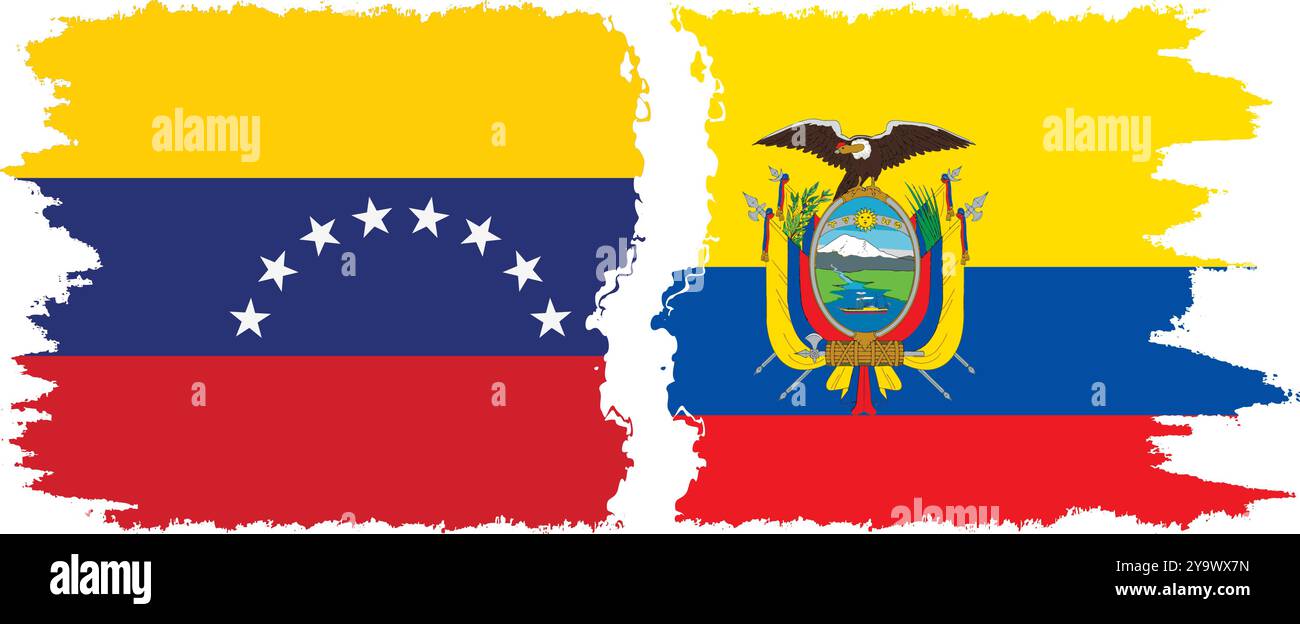 Ecuador and Venezuela grunge flags connection, vector Stock Vector ...