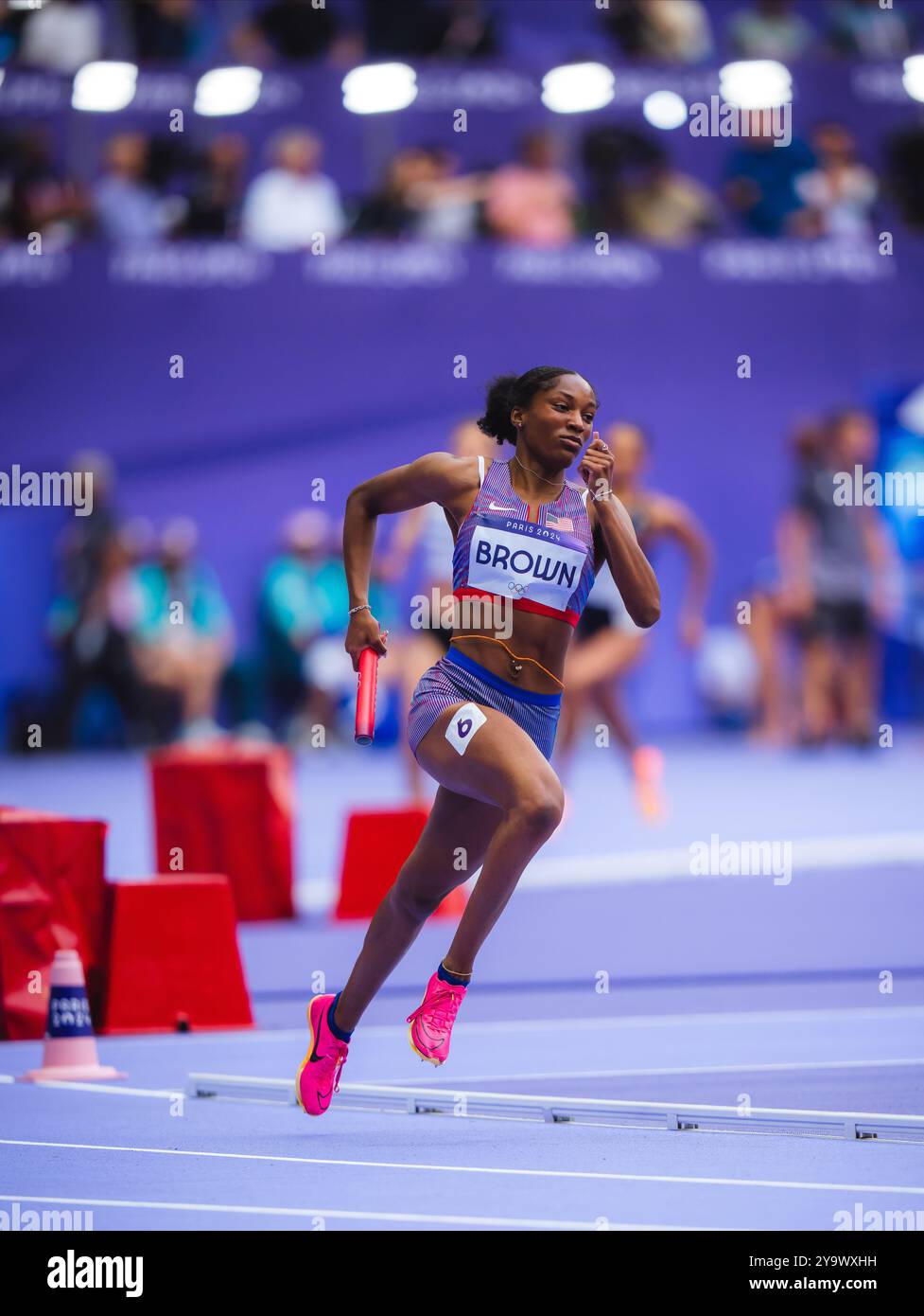 Kaylyn Brown participating in the 4X400 meters relay at the Paris 2024 ...