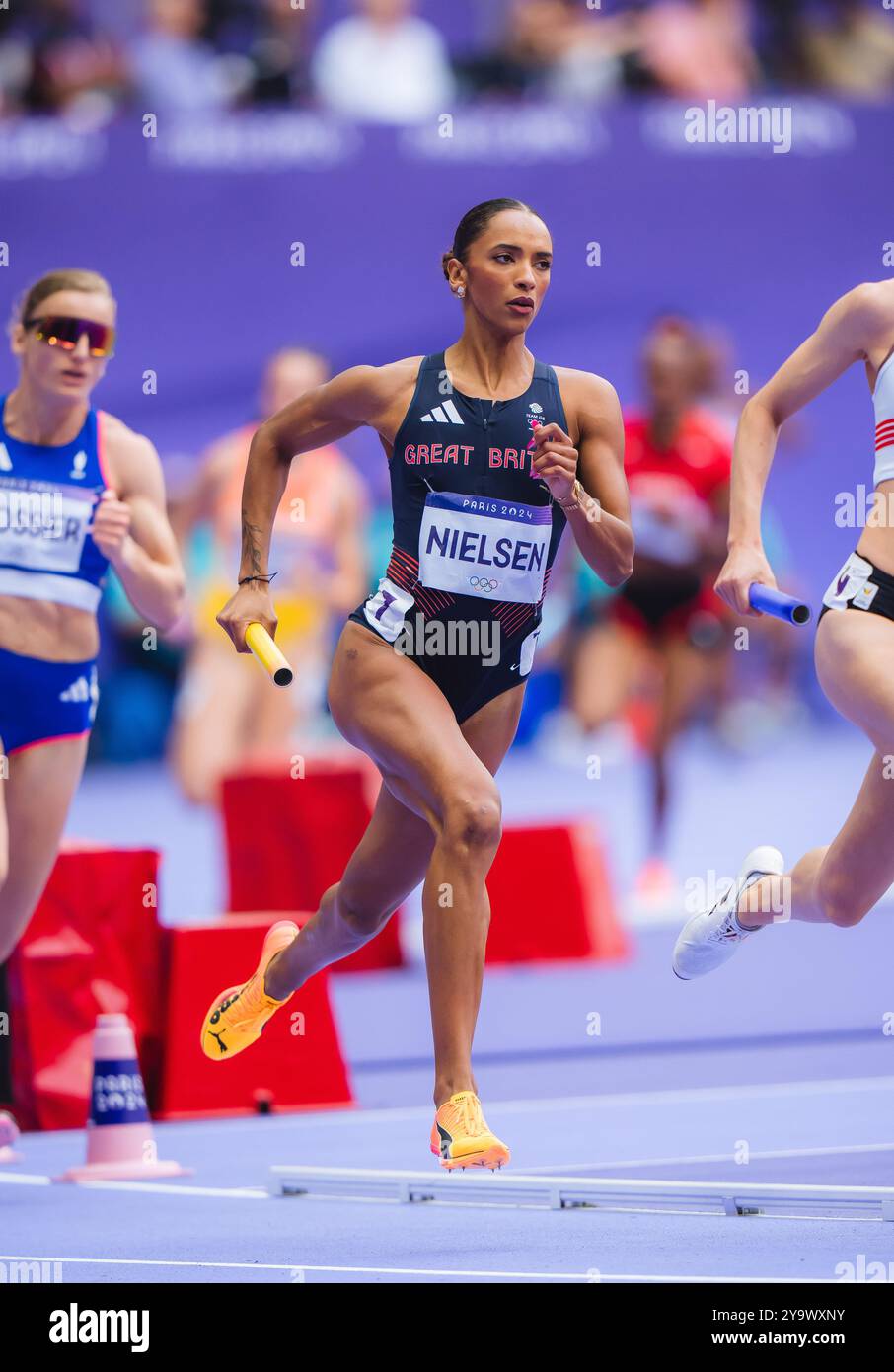 Laviai Nielsen participating in the 4X400 meters relay at the Paris ...