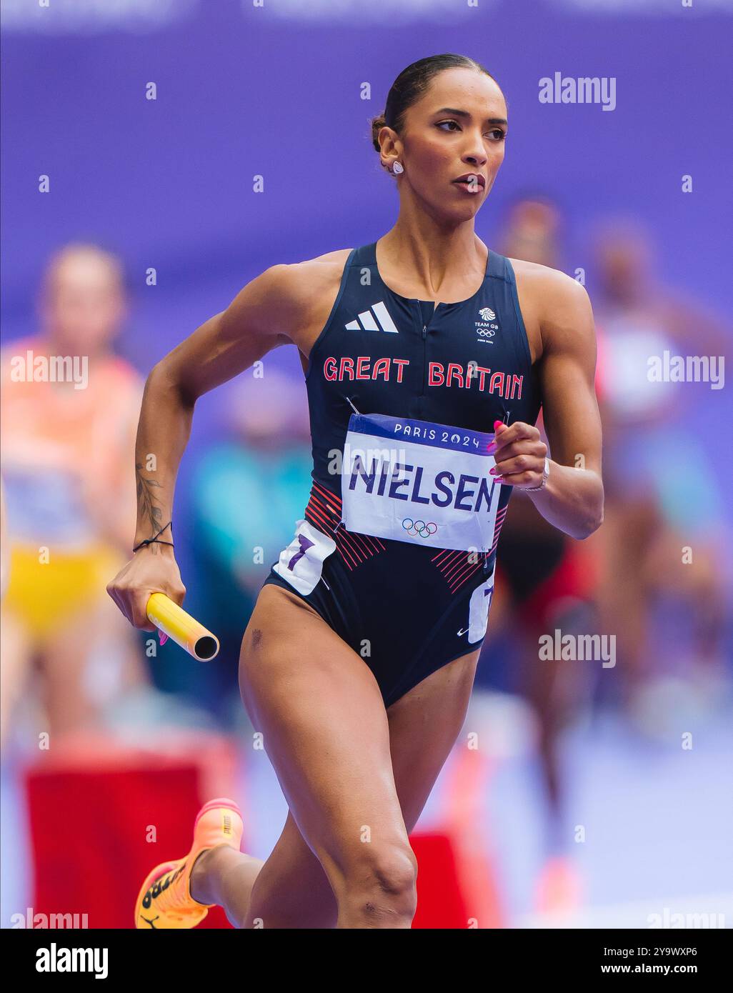 Laviai Nielsen participating in the 4X400 meters relay at the Paris ...