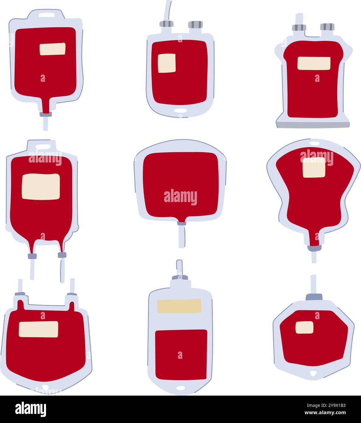 blood donor bag set cartoon vector illustration Stock Vector Image ...