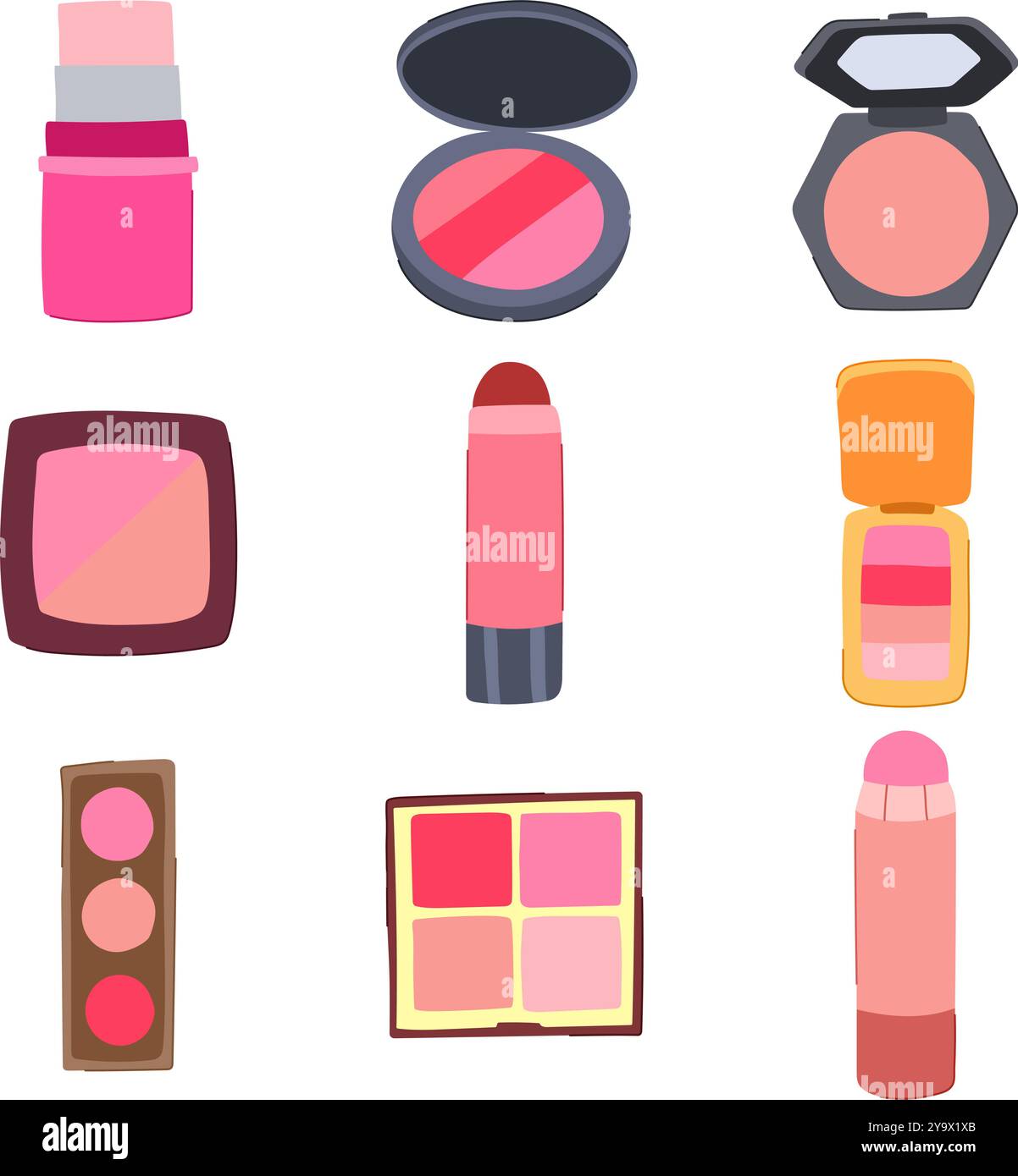 blush compact set cartoon vector illustration Stock Vector Image & Art ...