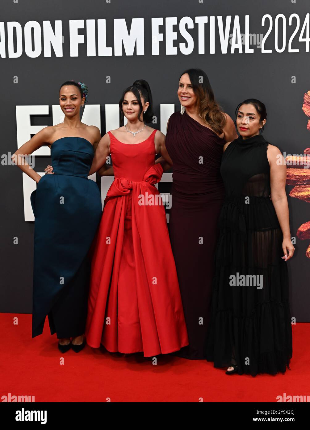 LONDON, UK. 11th Oct, 2024. Zoe Saldaña, Selena Gomez, Karla Sofía Gascón and Adriana Paz ...
