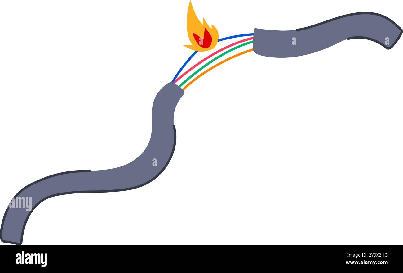 frayed broken cable cartoon vector illustration Stock Vector Image ...