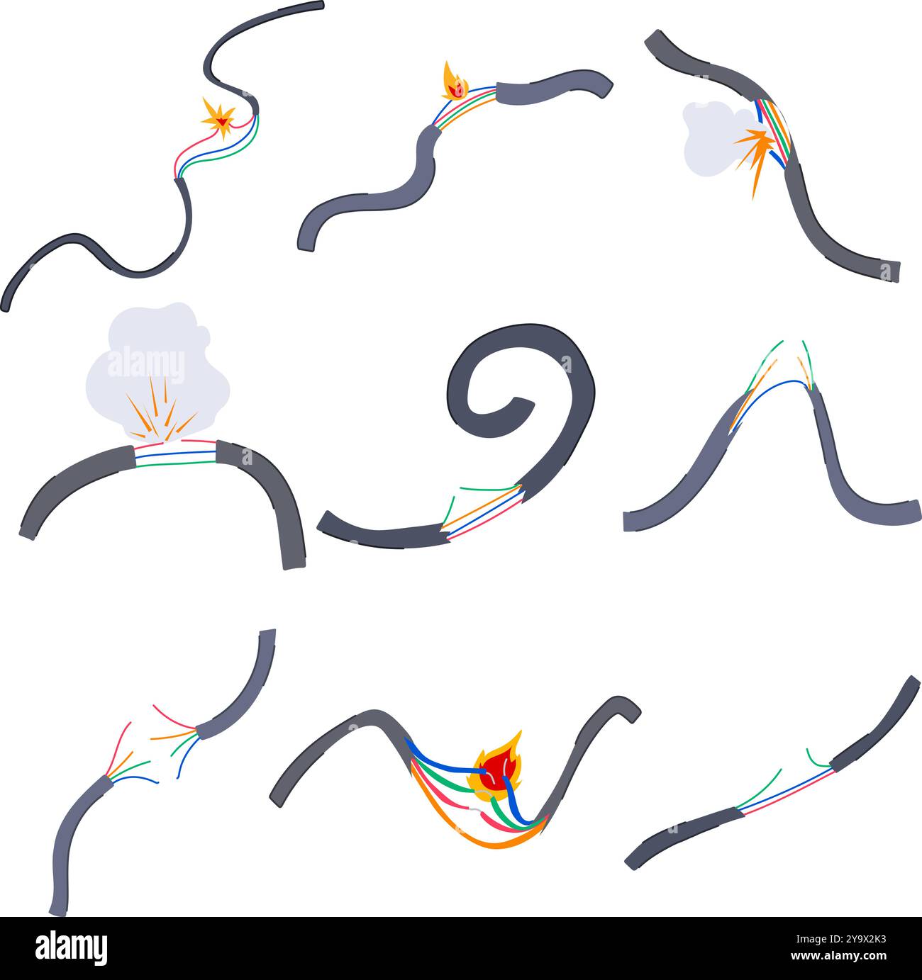 broken cable set cartoon vector illustration Stock Vector Image & Art ...