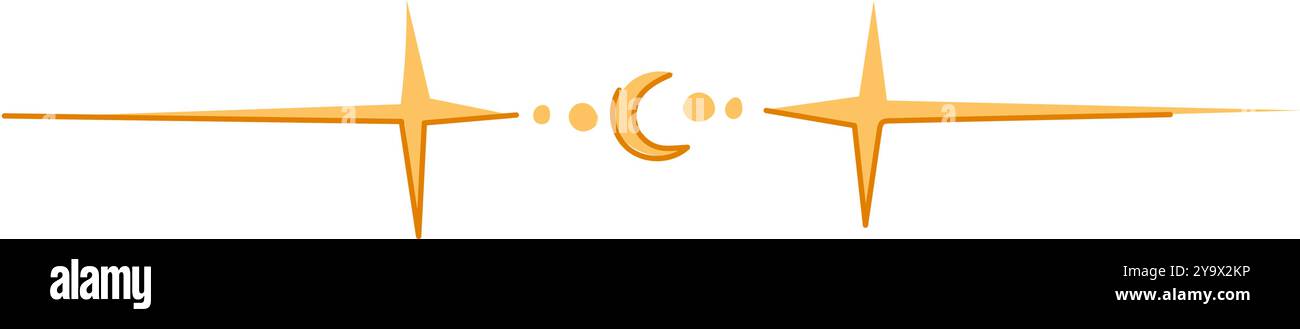 horizon celestial divider border cartoon vector illustration Stock ...