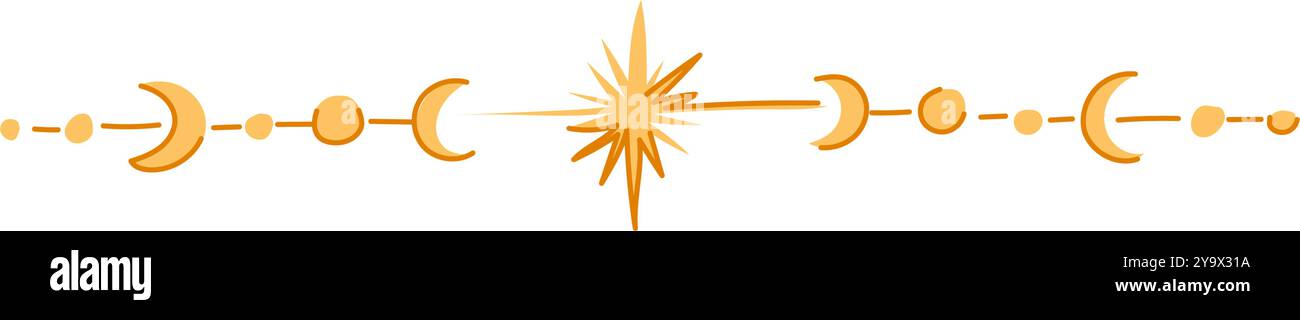 zodiac celestial divider border cartoon vector illustration Stock ...