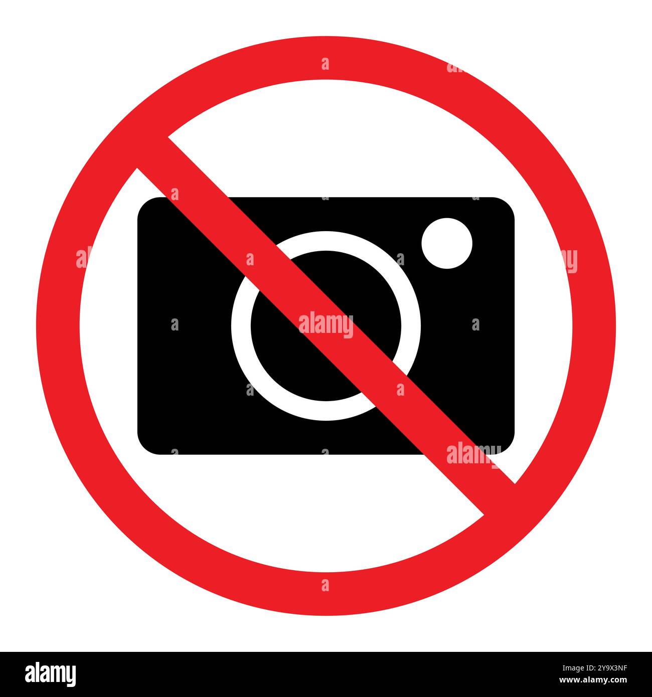 no photography sign, vector red crossed out circle symbol with camera ...