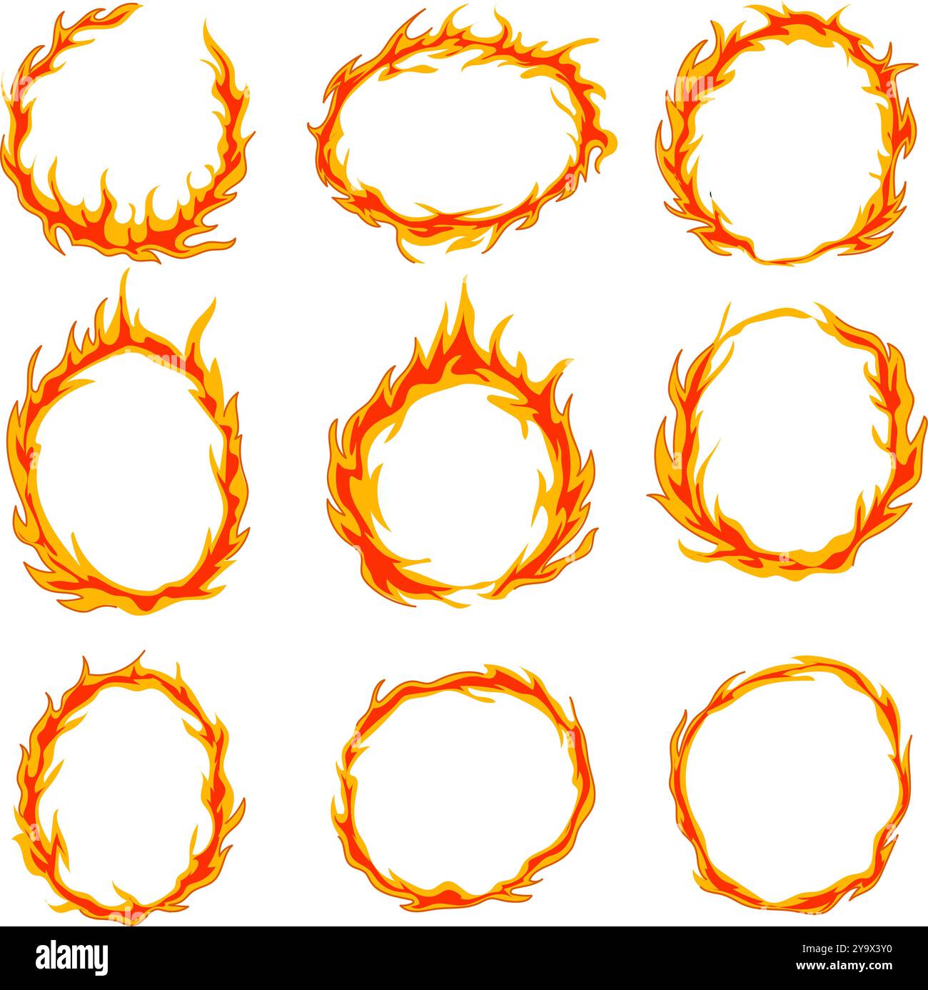 circle fire set cartoon vector illustration Stock Vector Image & Art ...