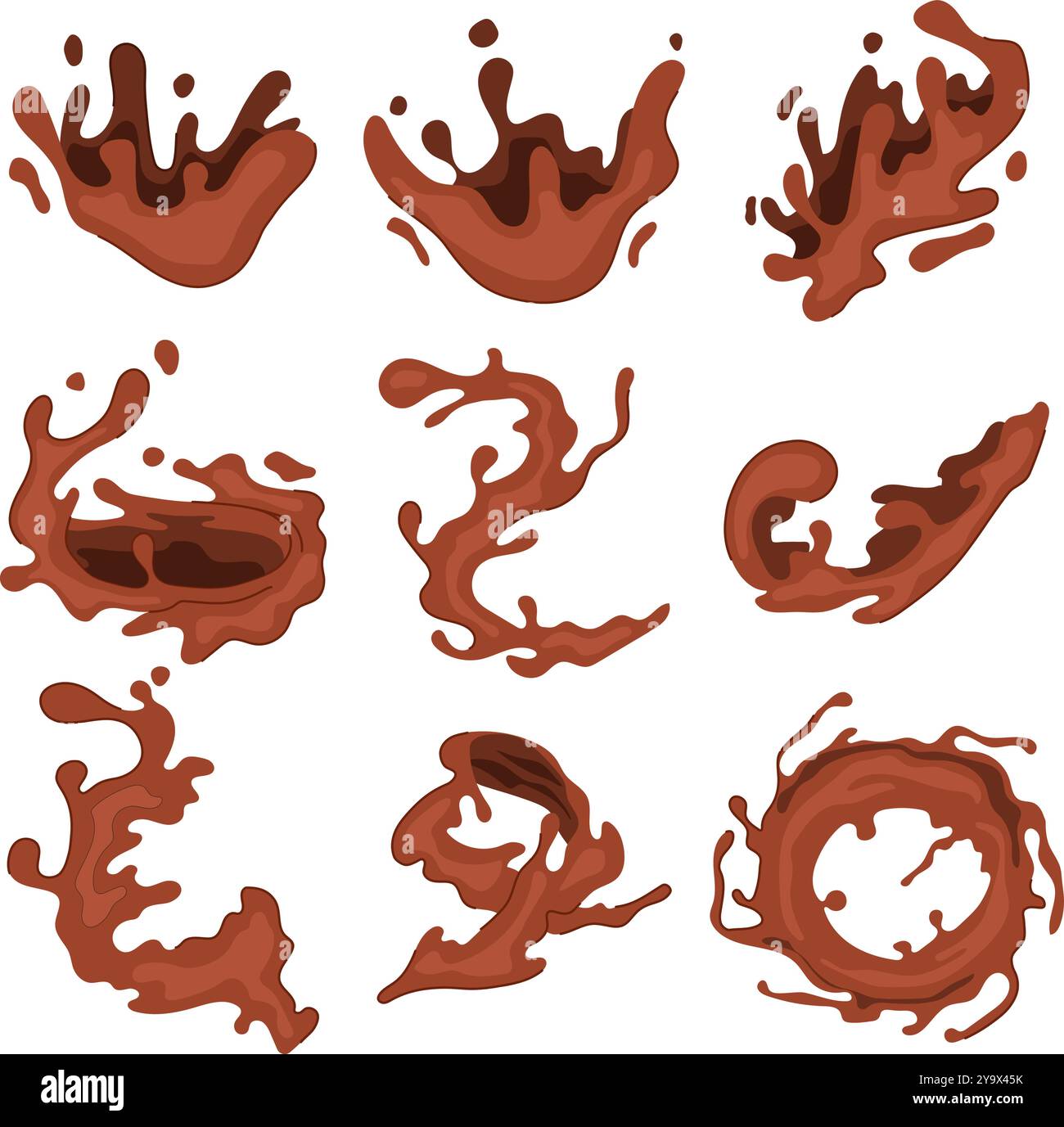 chocolate splash set cartoon vector illustration Stock Vector Image ...