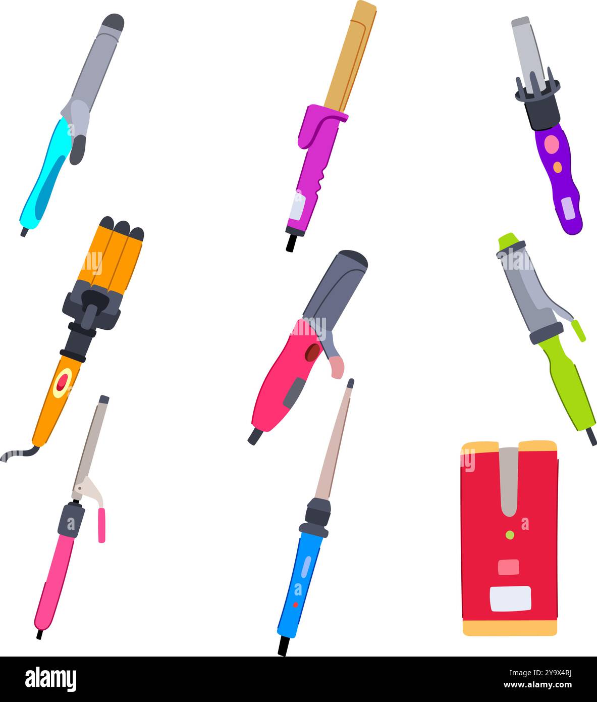curling iron set cartoon vector illustration Stock Vector Image & Art ...