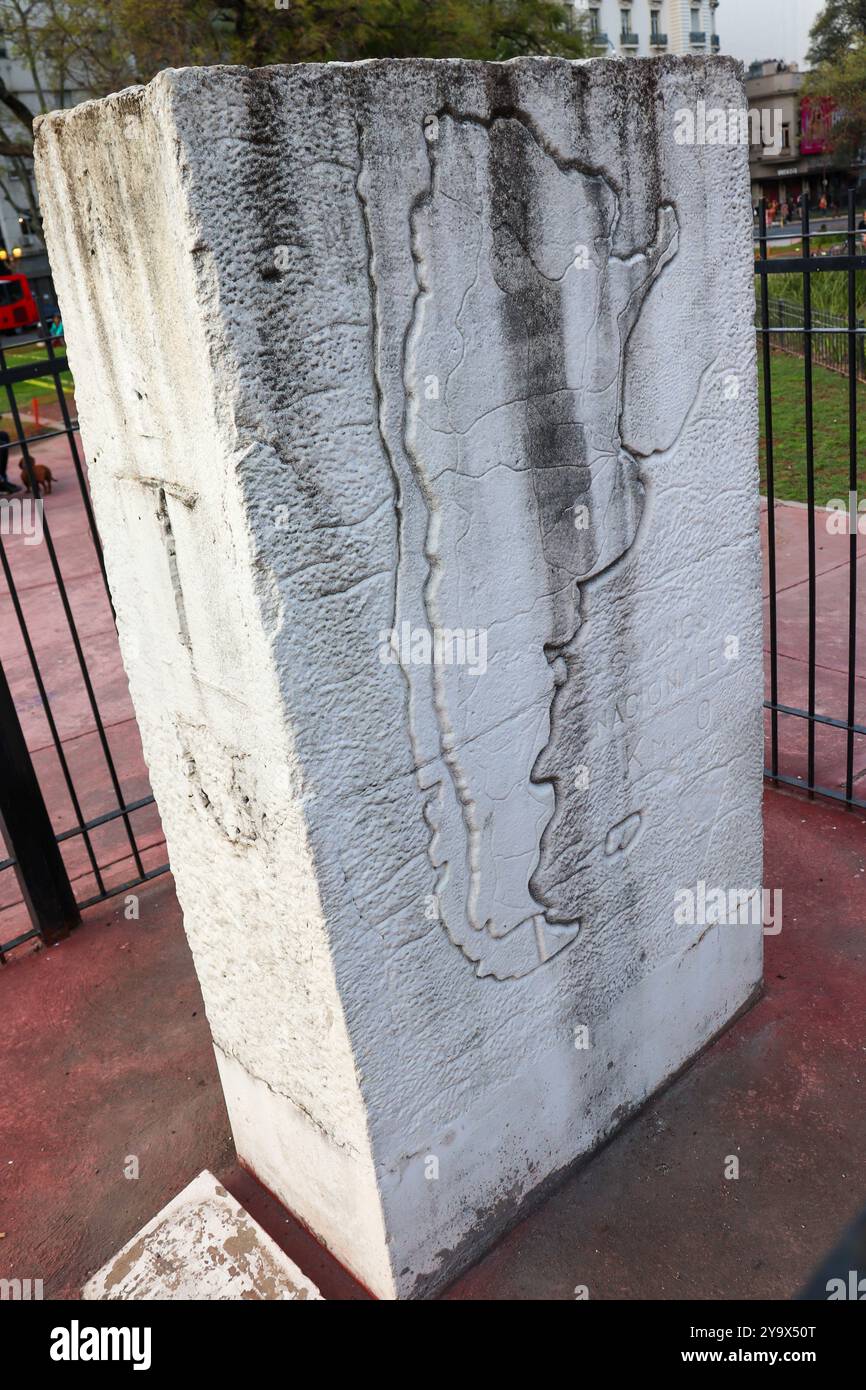 Monolith with the route map of kilometer zero of the Argentine Republic ...