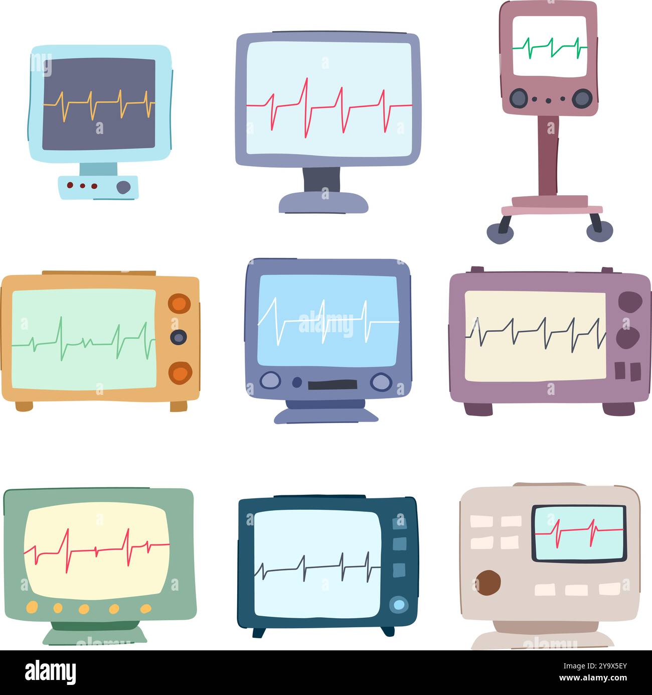 ekg monitor set cartoon vector illustration Stock Vector Image & Art ...