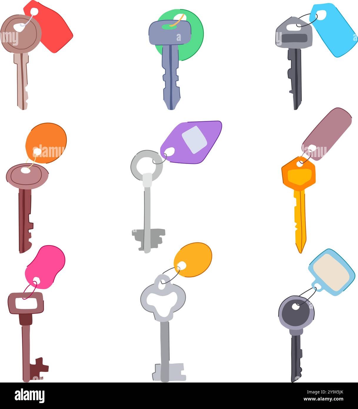 door key hotel set cartoon vector illustration Stock Vector Image & Art ...